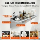 Stainless Steel Wall Mounted Shelf 18 x 72”, NSF, Commercial Wall Shelf ...