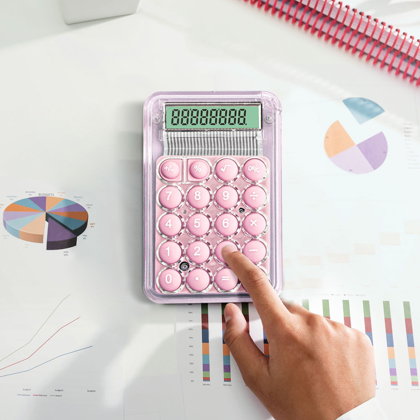 Boreal Craft Mechanical Calculator 8 Digit Large LCD Display And Mechanical Buttons Handheld ...