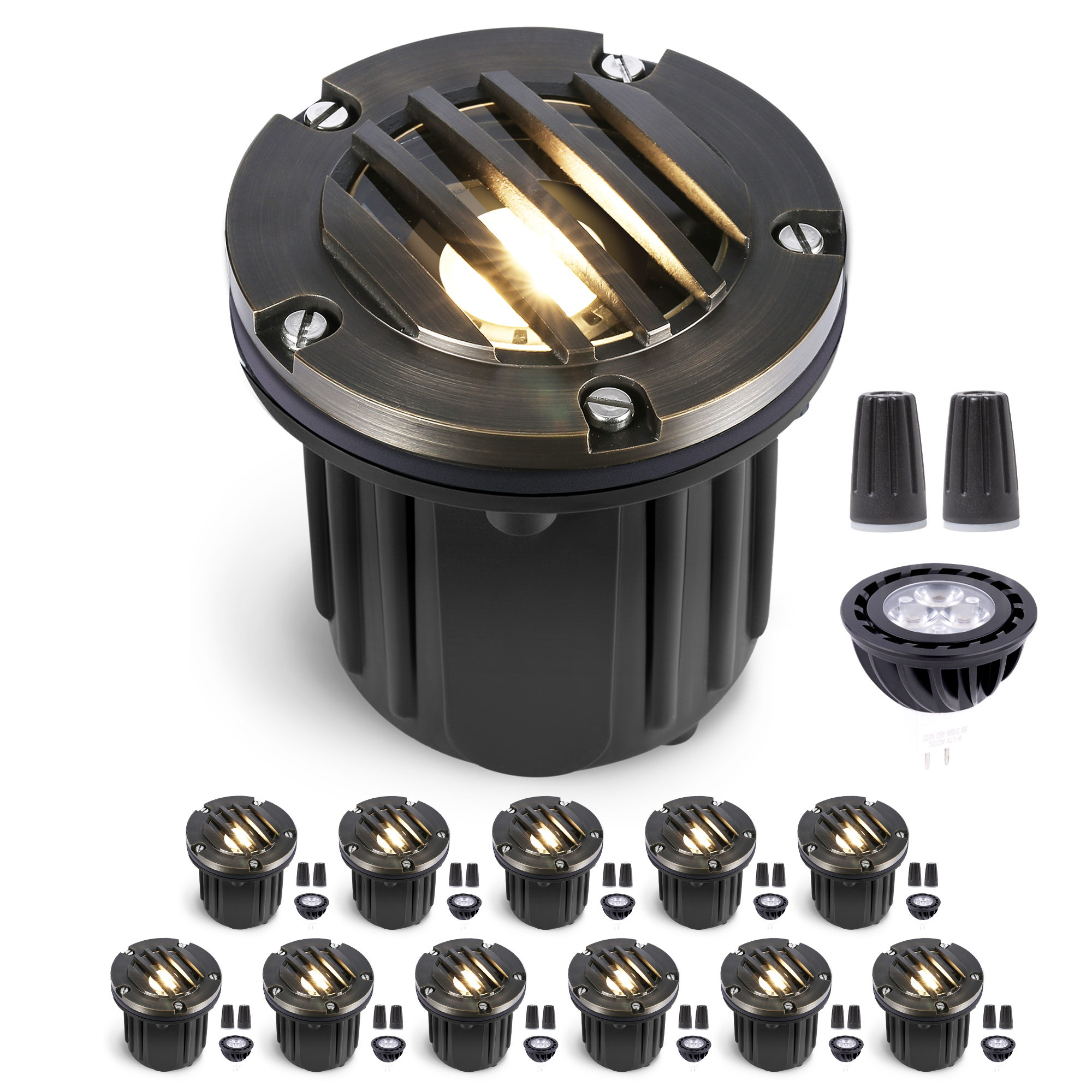 Gardenreet Solid Brass In Ground Lights,12V LED Outdoor Landscape ...