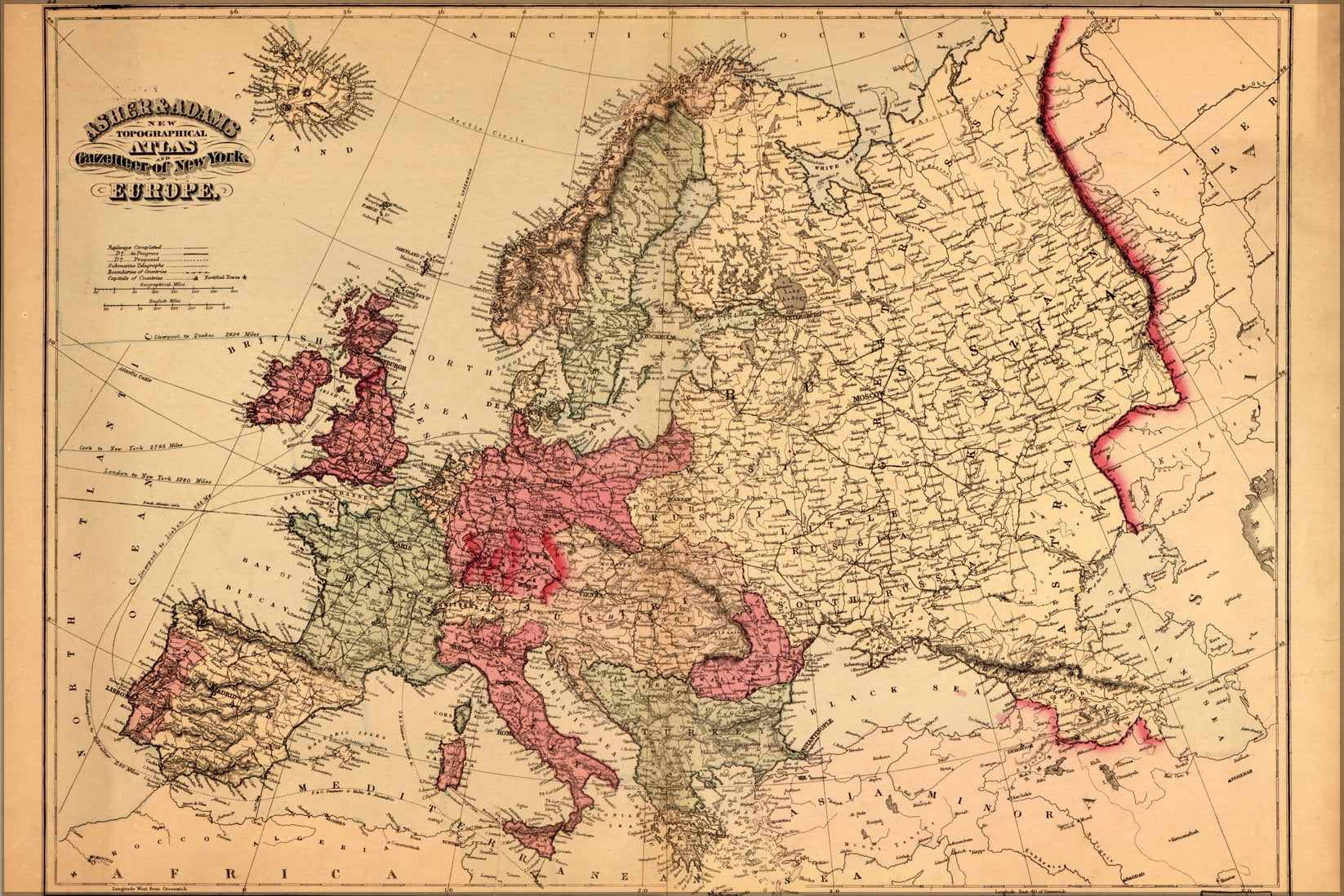 24"x36" Gallery Poster, 1871 map of europe; england france germany ...