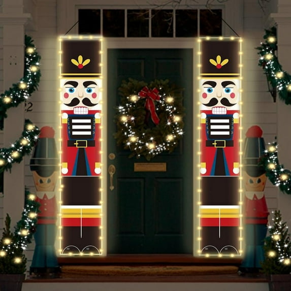 Christmas Decoration Outdoor Nutcrackers Banners with LED String Lights ...