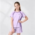 Ashyfjp Girls 2-Piece Sportswear Set Quick-Dry Color Block Round Neck ...