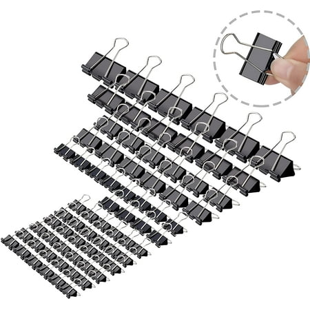 Binder Clips Metal Paper Clamps Black Binder Clips Assorted 5 Sizes ...