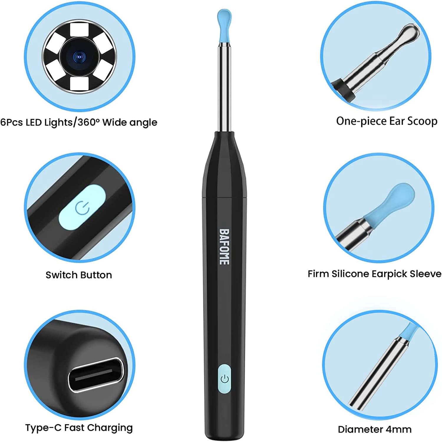 Buy BAFOME Earwax Cleaner Kit, 500W Wireless Otoscope with 12 Pieces of ...