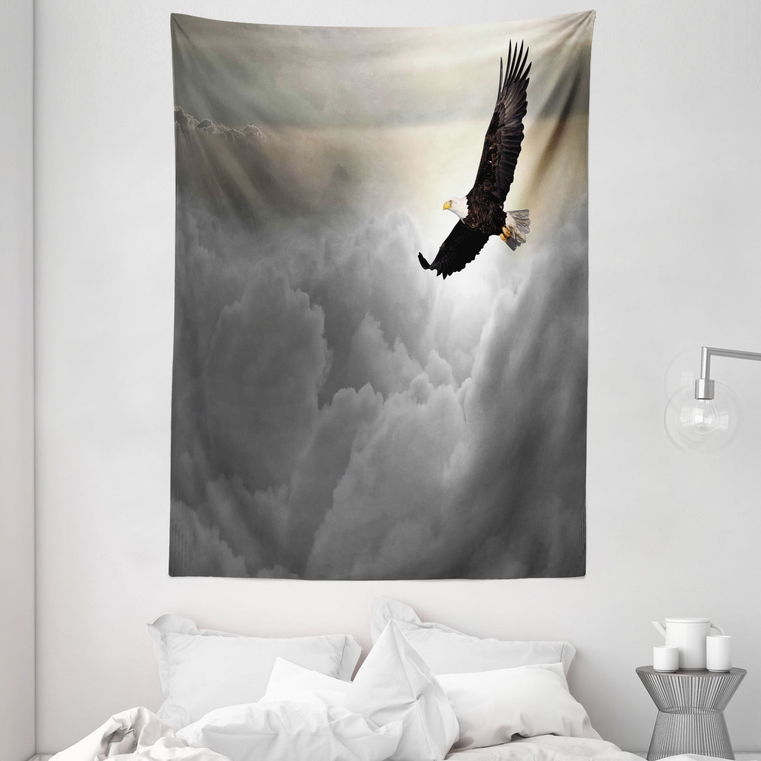 Eagle Tapestry, Majestic Creature Flying above Clouds Liberty Democracy ...