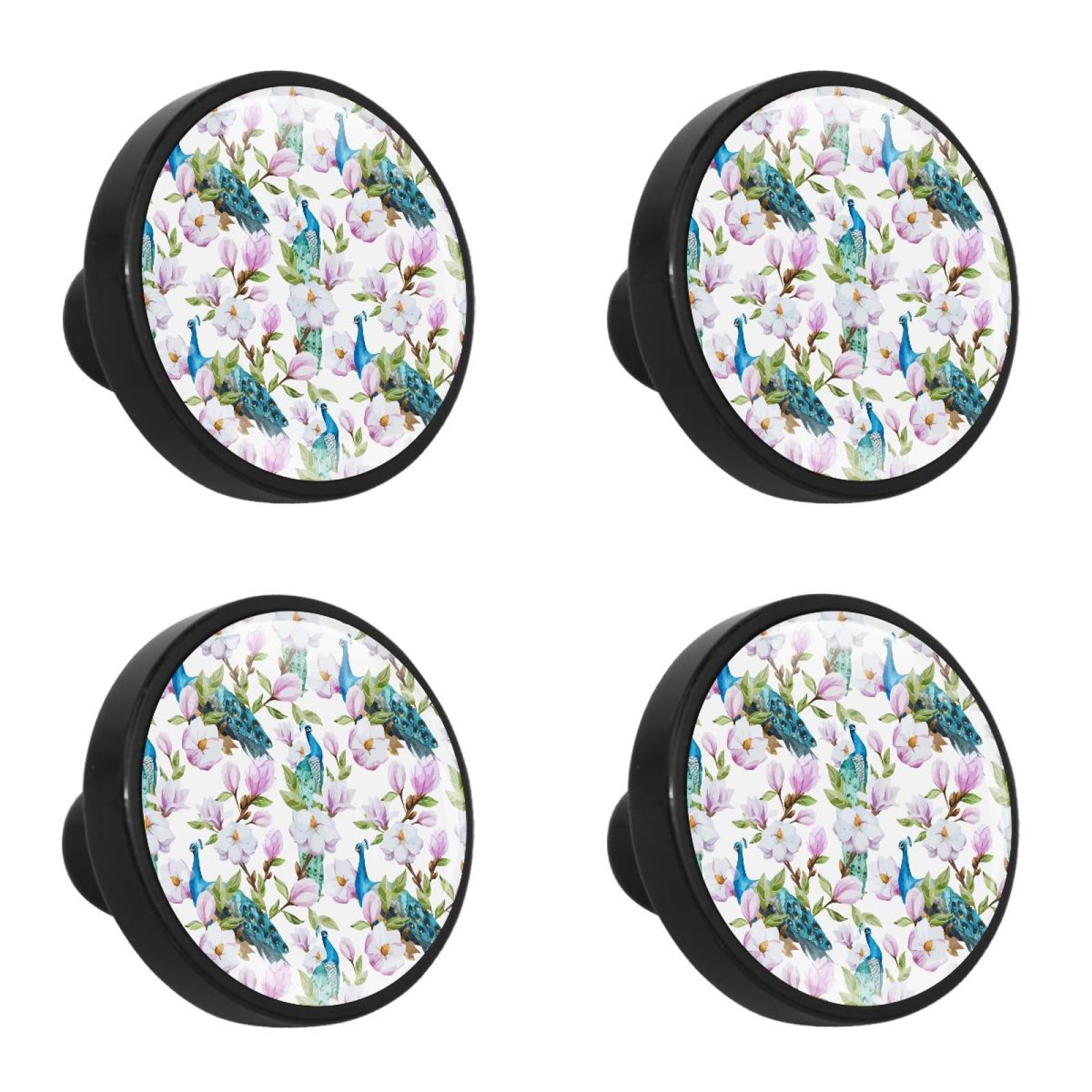 4 Pcs Peacock Magnolia Knobs for Kitchen Cabinet Cupboard Dresser ...