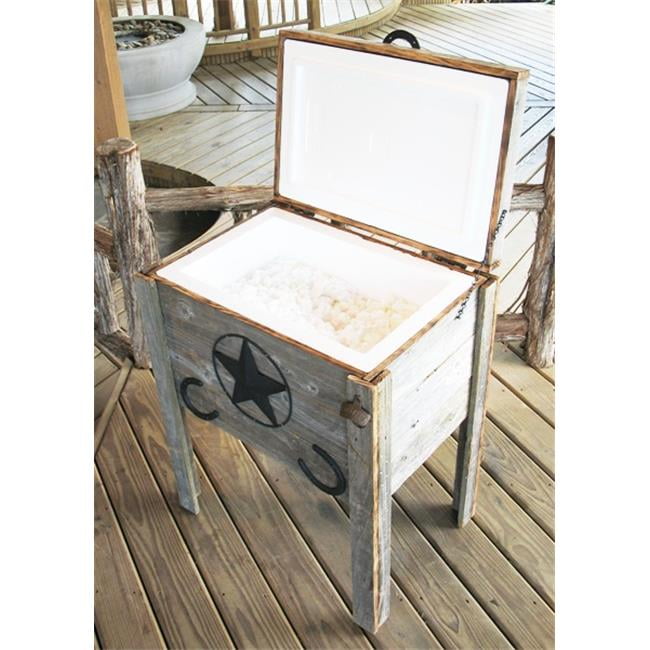 CG Products Large Bronze Star Ice Chest Hand-Made Weathered Wood ...
