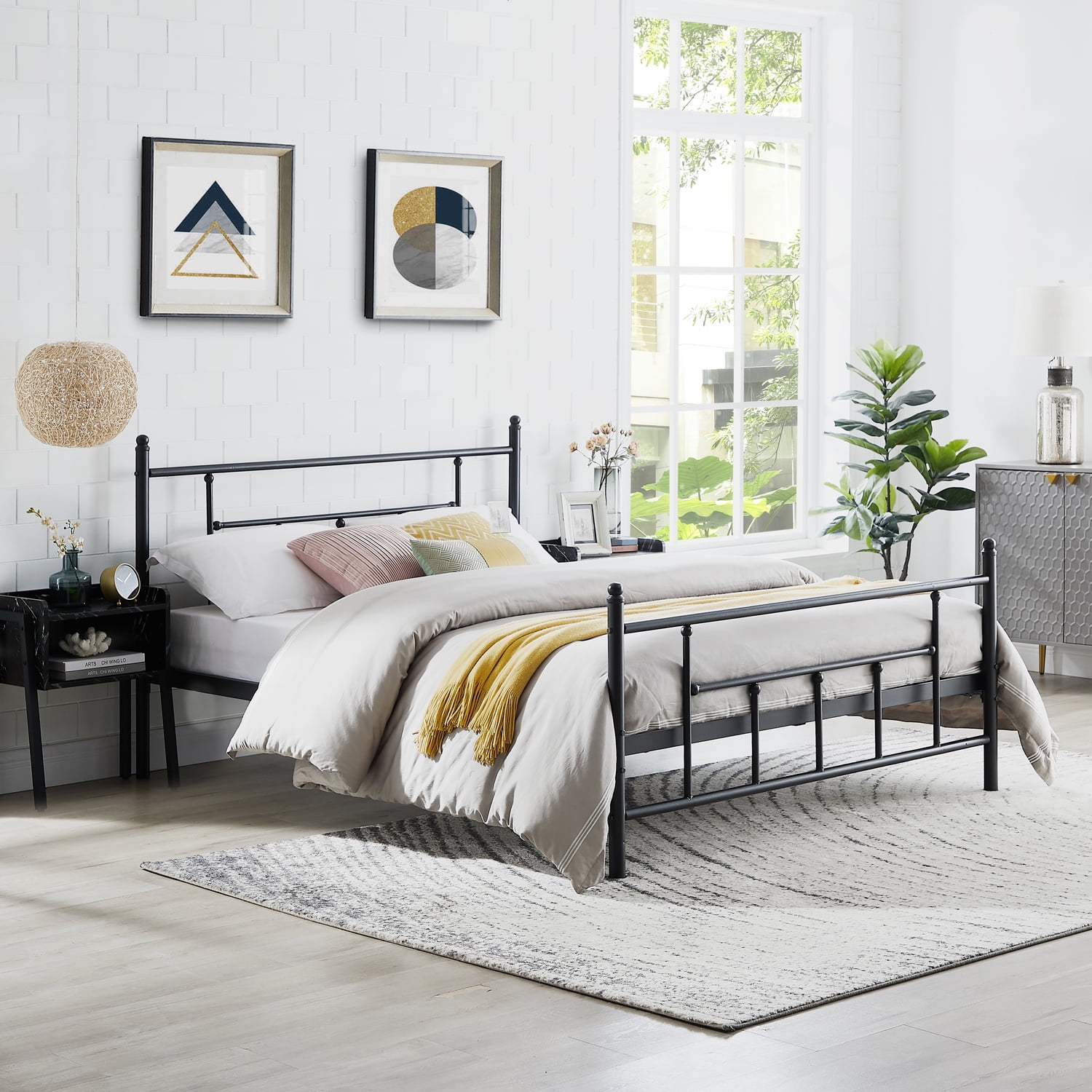 Leigh Twin Metal Bed Frame with Headboard Modern Victorian Bed Frame ...