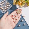 30pc Shell Pearl Round Charms with Alloy Light Gold 14.5x10.5x6mm Hole ...