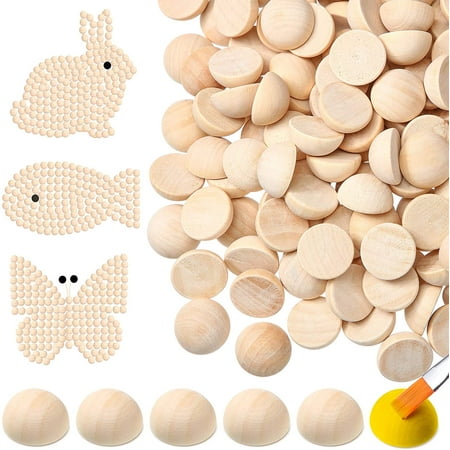 300 Pieces Half Wooden Balls Unfinished Wood Half Ball Split Wood Balls ...