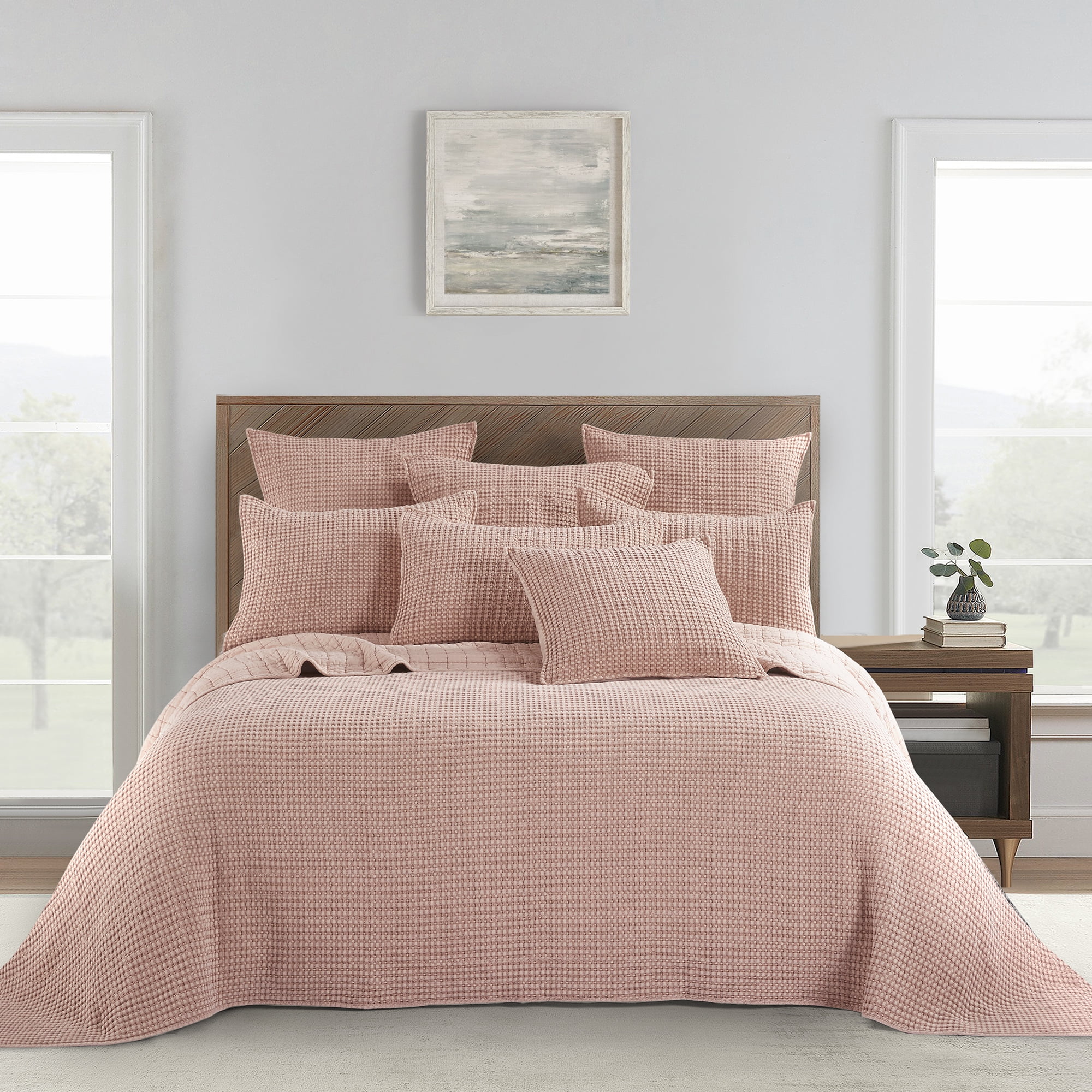 Levtex Home - Mills Waffle - Queen Bedspread Set - Blush Cotton Waffle ...