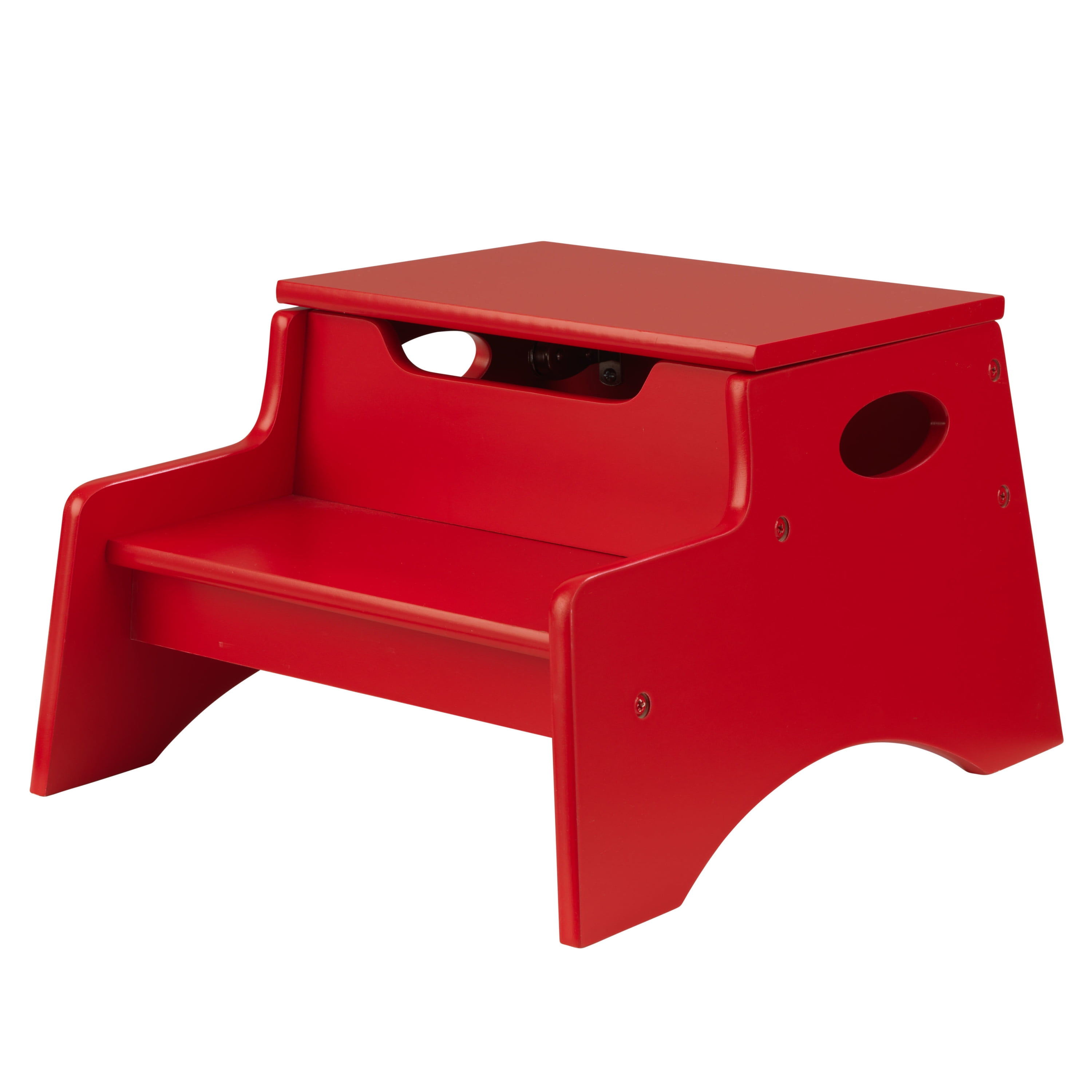 KidKraft Wooden Step 'N Store Stool with Handles and Storage, Red ...