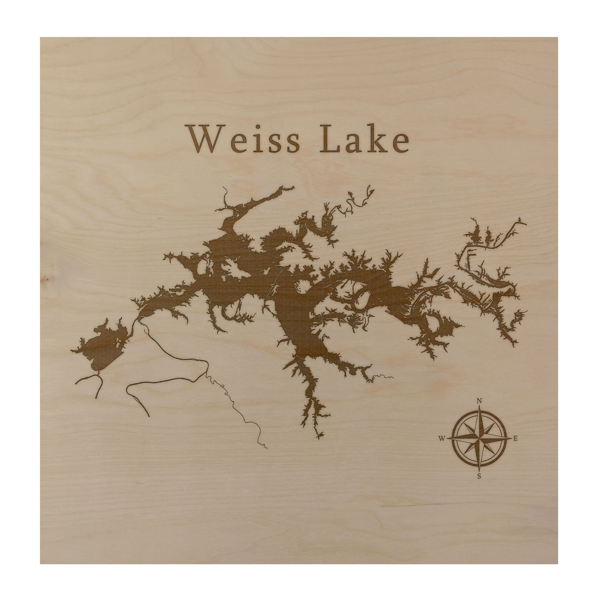 Weiss Lake Map 24x24" Wood Wall Art Office Decor Gift Engraved Alabama ...