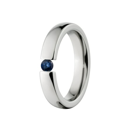 Luxurien - Blue Saphire 4mm Stainless Steel Tension Set Ring - Walmart ...