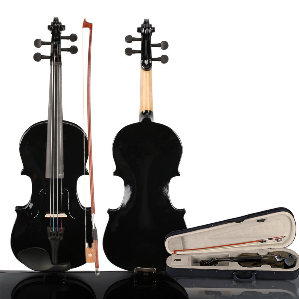 QXDRAGON 3/4 Acoustic Violin, Solid Wood Fiddle with Bridge Bow Case ...