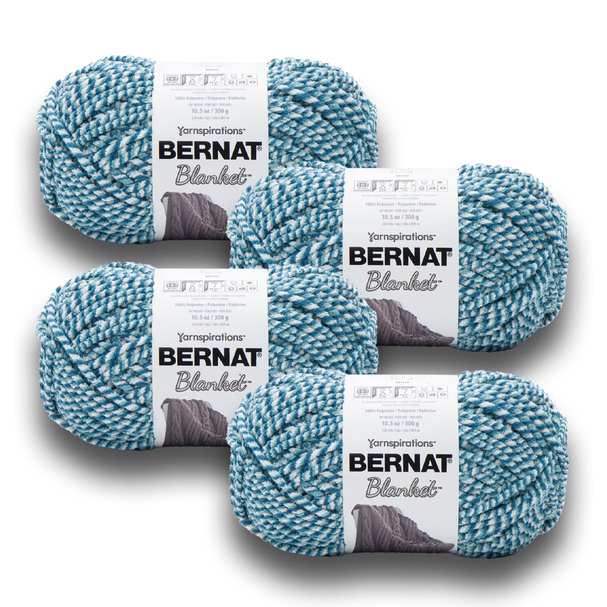 Bernat® Blanket™ #6 Super Bulky Polyester Yarn, Teal Twist 10.5oz/300g, 220 Yards (4 Pack ...