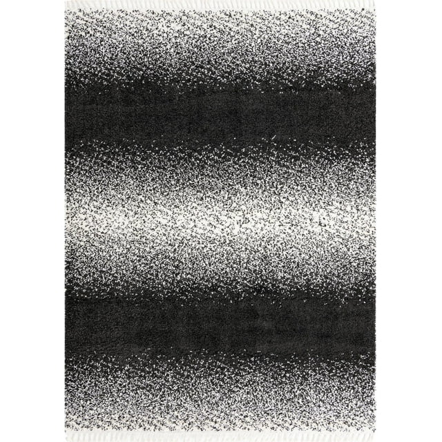 Rugs.com Athena Shag Collection Rug – 9' x 12' Black And White Shag Rug ...