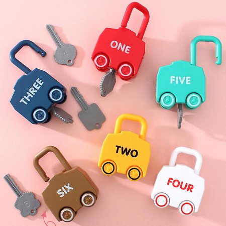 Learning Locks Toys With Keys Creative Numbers Bus Matching Game Great ...