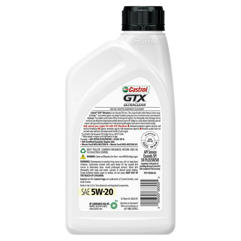 Castrol GTX Ultraclean 5W-20 Synthetic Blend Motor Oil,, 54% OFF