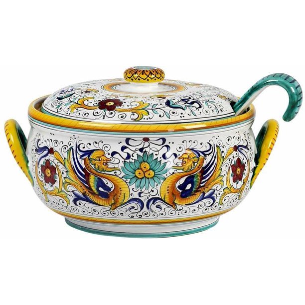 RAFFAELLESCO DELUXE Soup Tureen With Ladle Deruta Majolica Ceramic ...