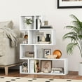 Costway 1 PCS S-shaped Bookshelf Freestanding Stepped Etagere Bookcase ...