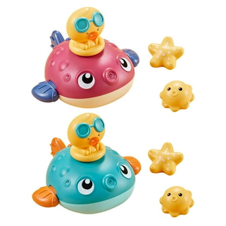 Bath Toys Safe Lovely Puffer Fish Electric Octopus Stars Duck Nozzles ...