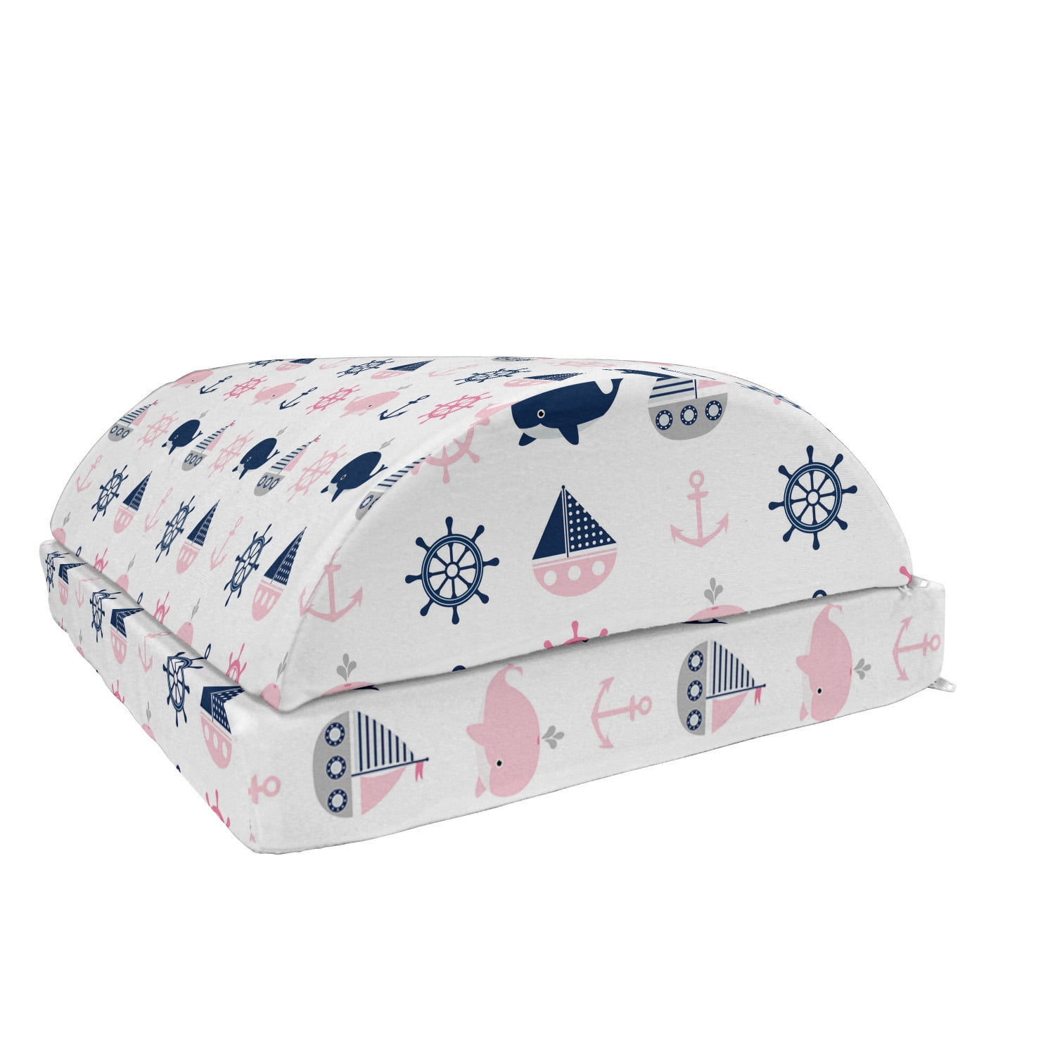 Nautical Foot Rest, Fish Dolphin Whale Anchor and Sailing Boats Pastel ...