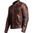 Men's Cafe Racer Leather Jacket Lambskin Leather Open Bottom Jacket ...