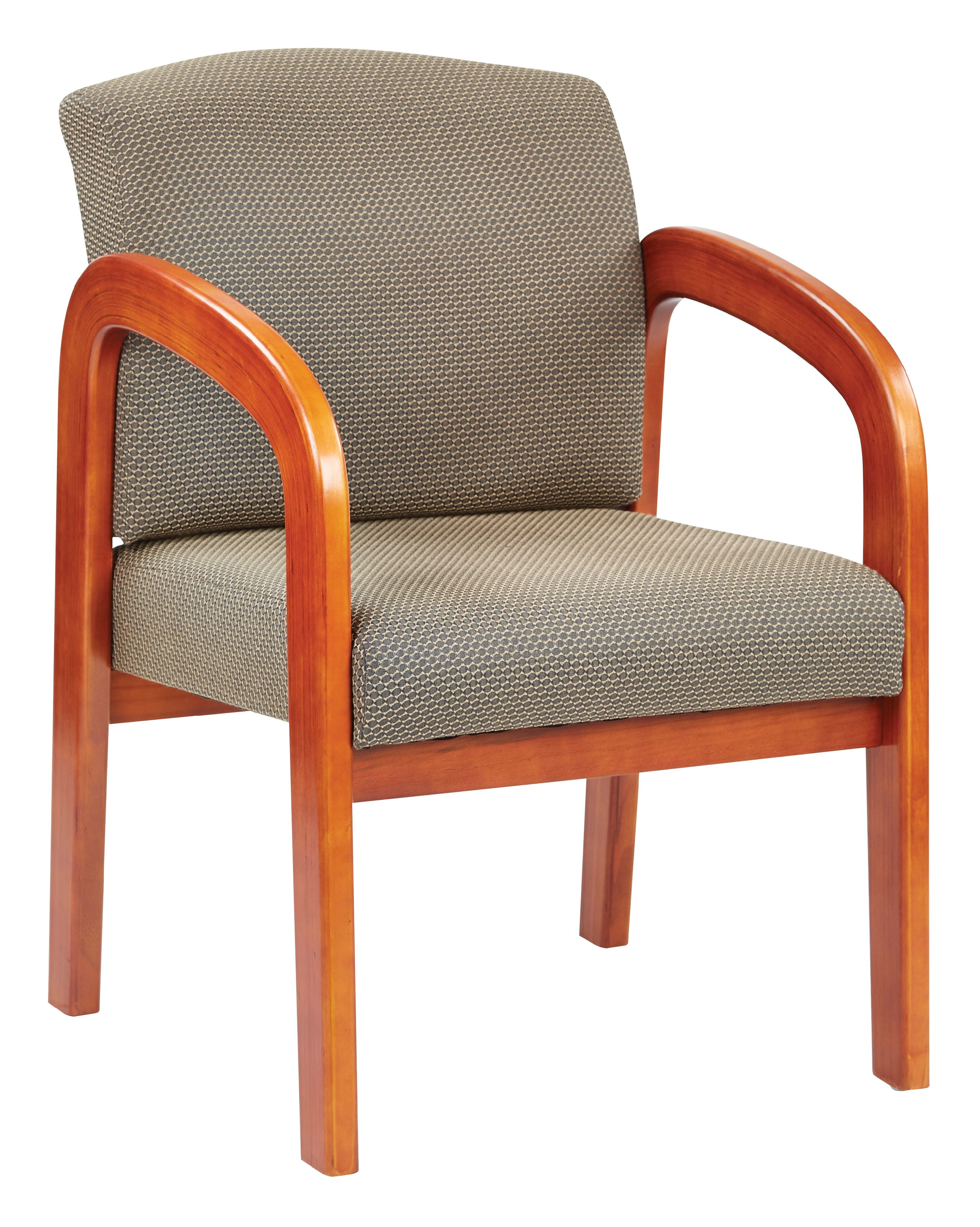 Office Star Products Wooden Reception Chair with Arms, Medium Oak and ...