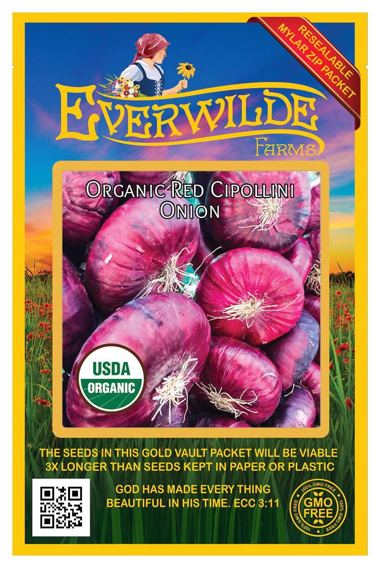 Everwilde Farms - 100 Organic Red Cipollini Onion Seeds - Gold Vault ...