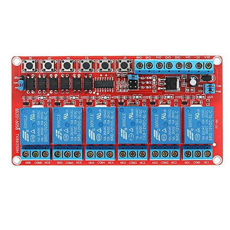 Compact 12V DC 6 Channel Relay Module Self-locking Interlocking Trigger ...