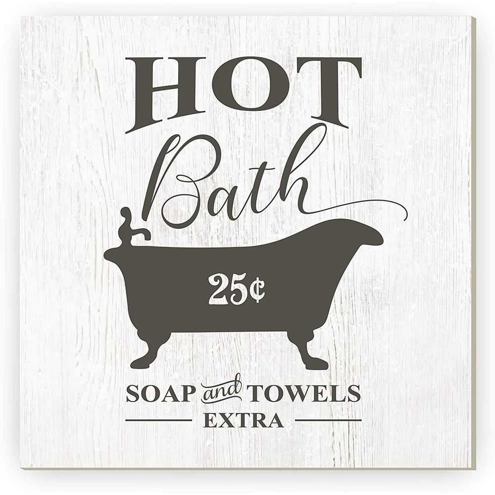 Hot Bath Bathroom Wooden Sign 12x12 (Unframed) - Walmart.com - Walmart.com