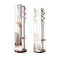 Mirightone Full Length Mirror with Coat Rack & Storage Shelves, 360 ...