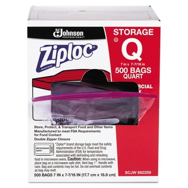 Ziploc Quart Size Reclosable Storage Bags with Zip Lock Seal, 500 Count ...