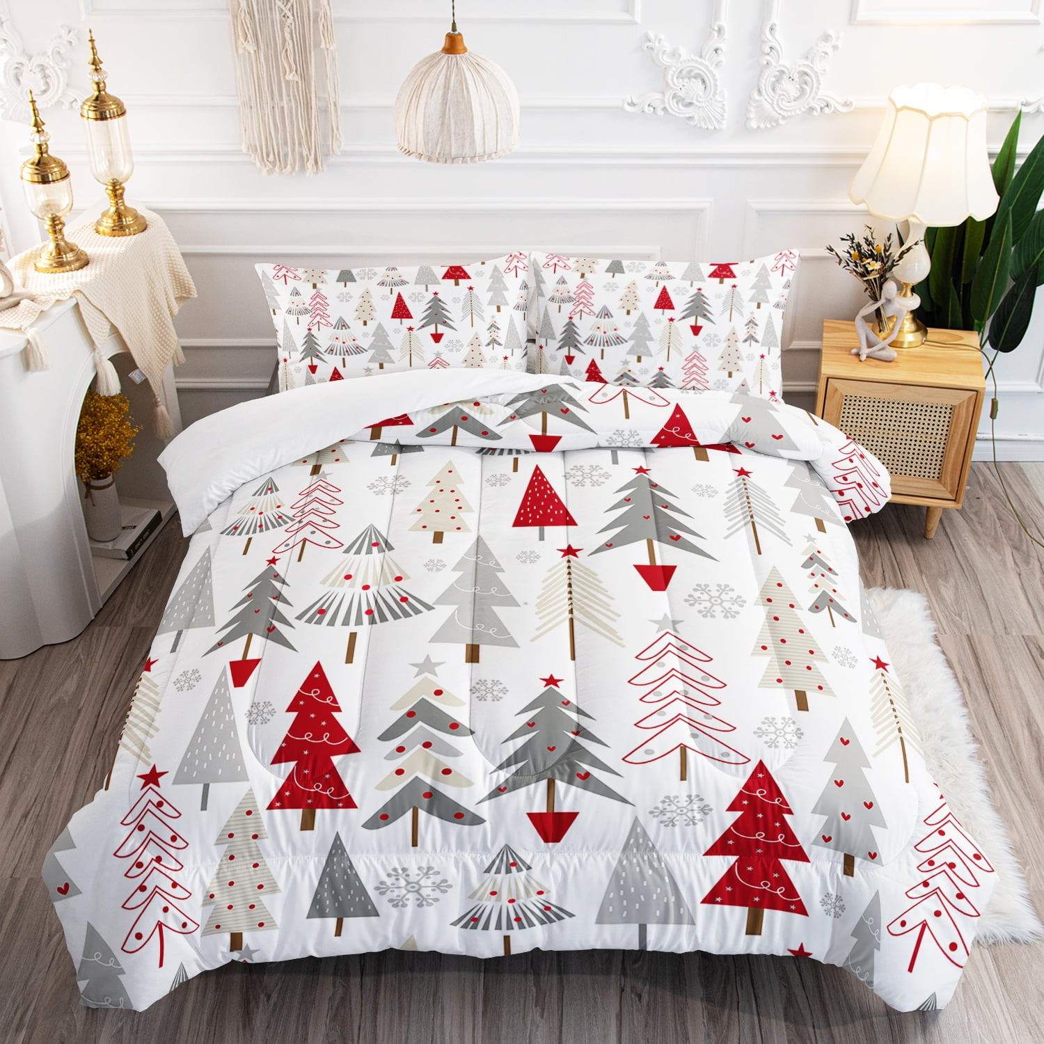 Hosima Three Piece Christmas Themed Printed Comforter Fine Fiber Soft ...
