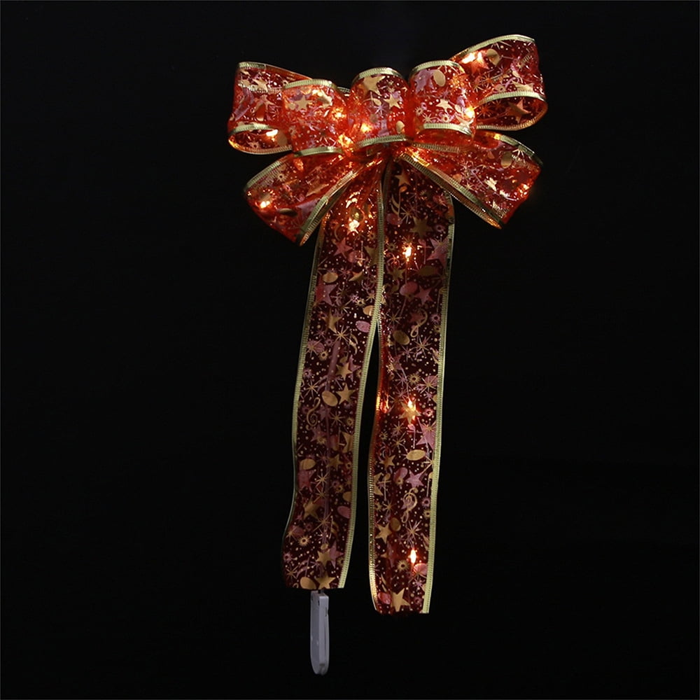 LED Lighted Bowknot Christmas Tree Topper Decorative Bows, Christmas ...