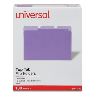 Staples Standard Purple Top-Tab File Folders, 3 Tab, Letter Size, 24 ...