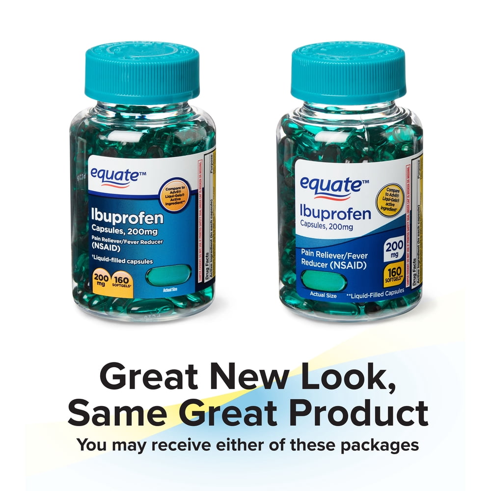 Equate Ibuprofen Capsules, 200mg, 160 Count - Walmart.com - Walmart.com