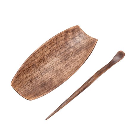 2x Spoons Tea Set Leaf Storage Dishes Wooden Container Ceremonial ...