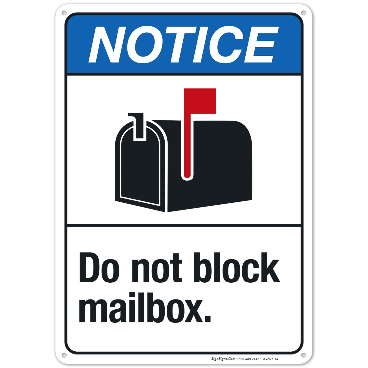 Do Not Block Mailbox Sign, ANSI Notice Sign, - Walmart.com