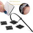 100-pack 3/4 inch adhesive cable tie mounts, 6 inch adjustable plastic ...