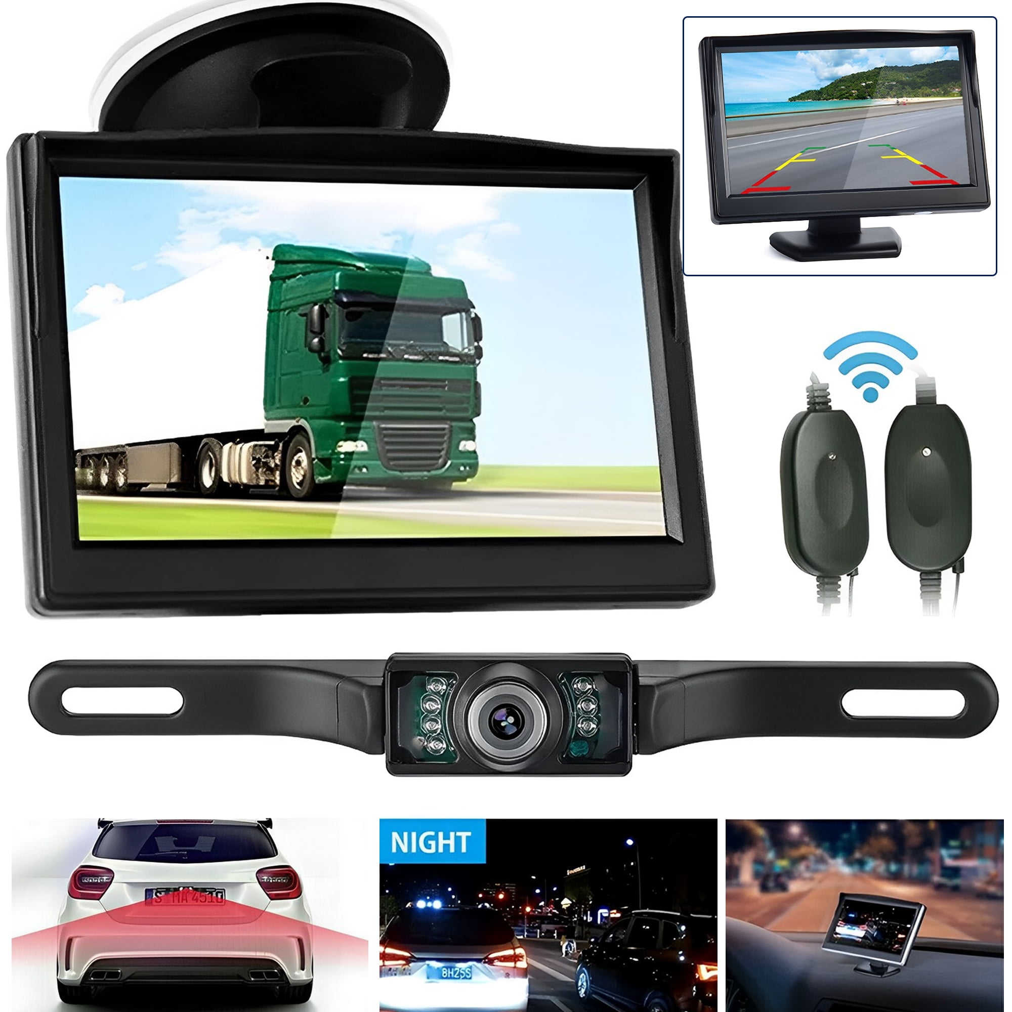 Backup Camera, 5”HD 1080P Rear View Monitor kit with IP69 Waterproof ...