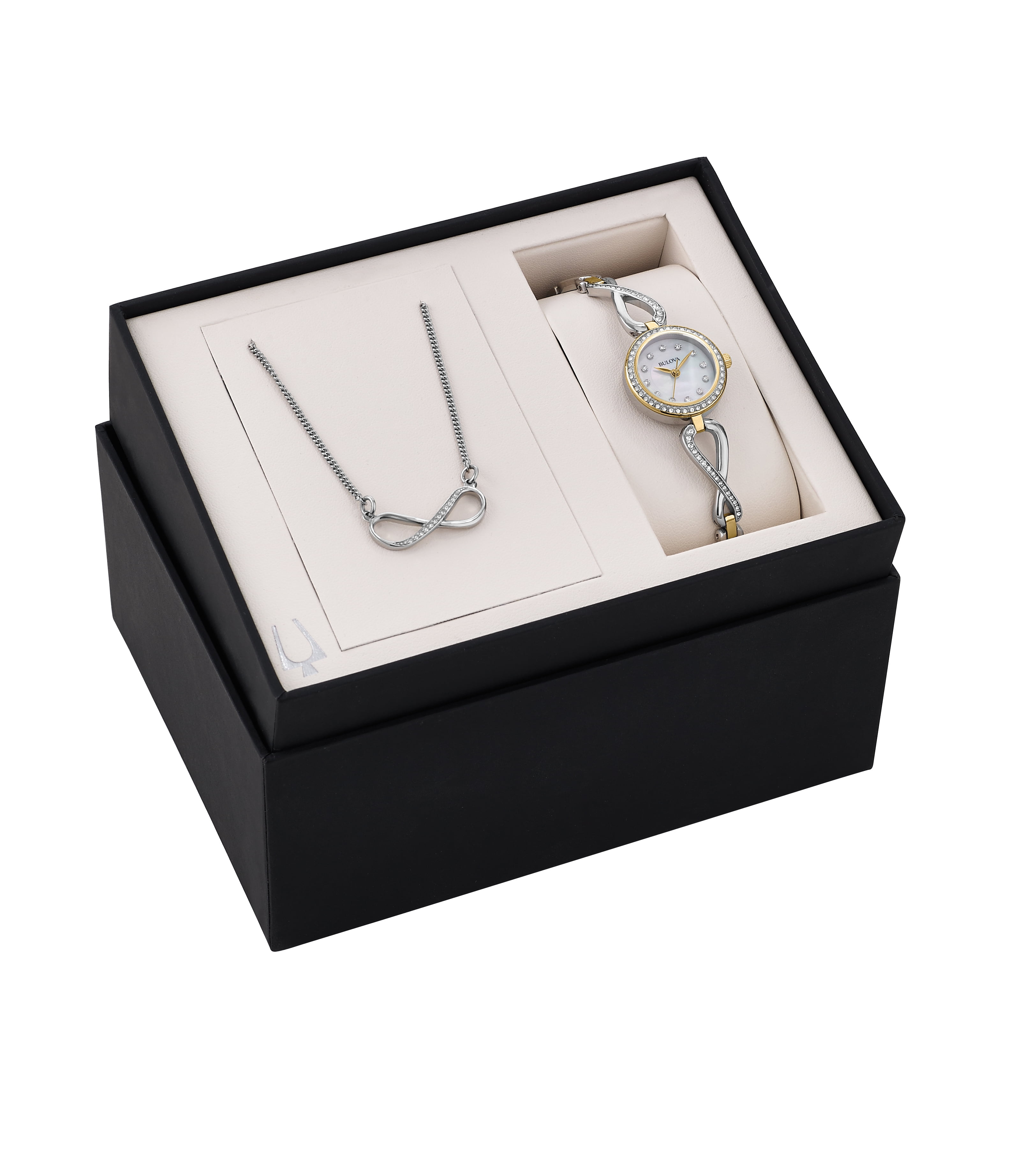 Bulova Women's Boxed Gift Set With Necklace Stainless Steel Case and ...