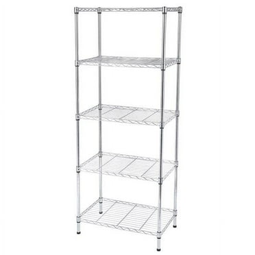 Muscle Rack 5 Tier Wire Shelving Unit with Hooks in Silver - Walmart.com