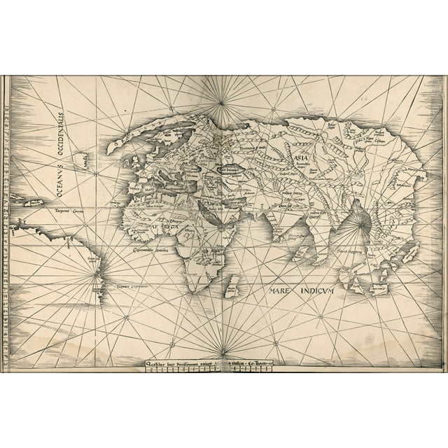 24"x36" Gallery Poster, map of the world 1513 - Walmart.com