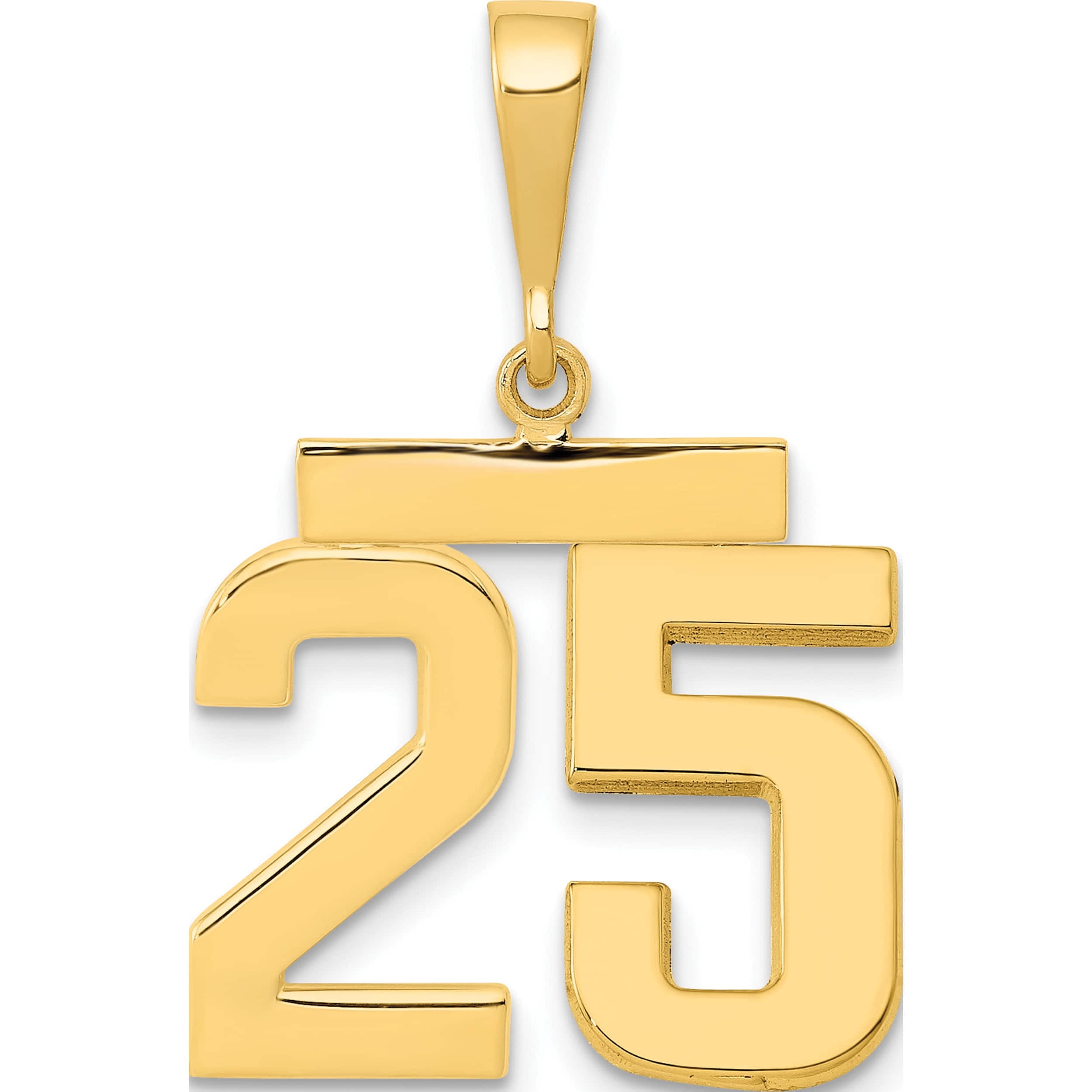 14K Yellow Gold Medium Polished Number 25 Charm Made In United States ...