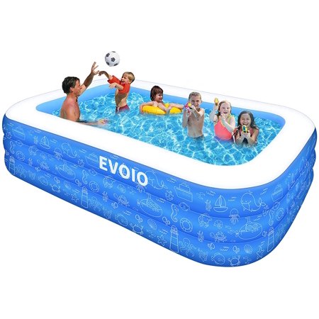 HTCM Inflatable Pool, 10 Ft Family Lounge Pool, Kiddie Pool, Blow up ...