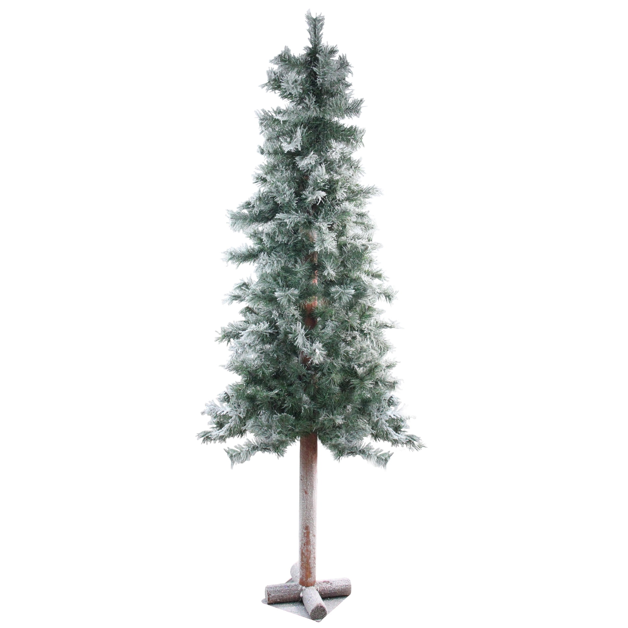 7' Unlit Slim Frosted and Glittered Woodland Alpine Artificial ...
