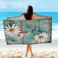 1 oversized dragonfly daisy print beach towel - soft microfiber ...