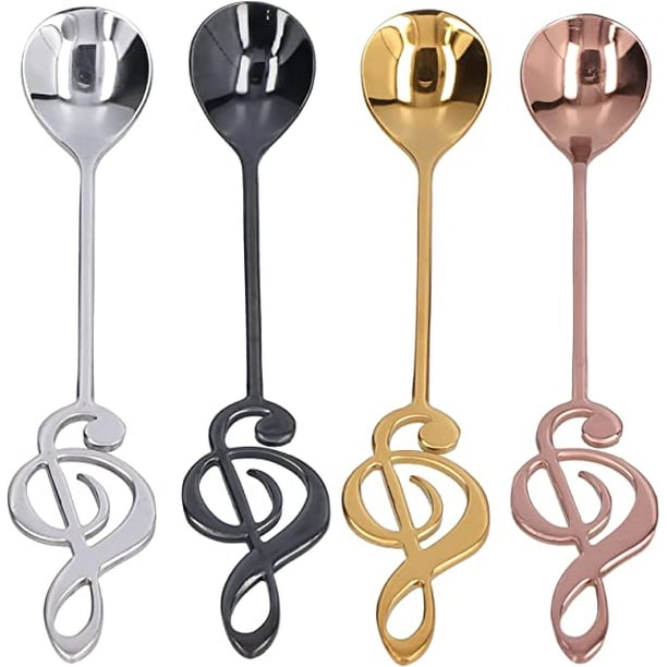 304 Stainless Steel Spoon,Serving Spoons, 4Pcs Innovative Musical Notes ...